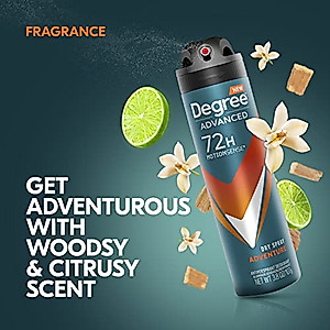 Degree Men Advanced Antiperspirant Deodorant Dry Spray Adventure 72-Hour Sweat and Odor Protection Deodorant For Men With MotionSense Technology, 3.8 Ounce (Pack of 3)