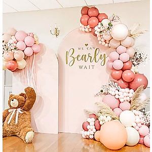 Boho Soft Pink Balloon Arch Garand Kit 153pcs 18/10/5 Inch Retro Pink Macaroon Orange Light White Latex Balloon for Baby Shower Bridal Wedding Girl Birthday Anniversary Gender Reveal Party Decorations