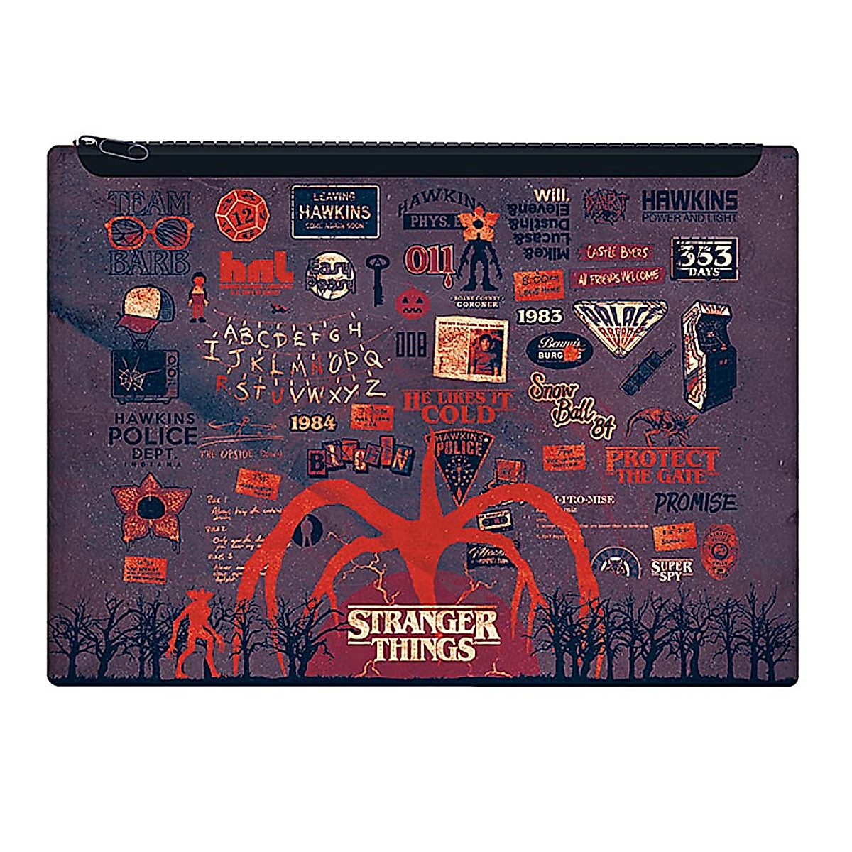 Stranger Things Pencil Case (Upside Down Design) 18cm x 25cm Extra Large Pencil Case for Pencils and Stationery, Great Stranger Things Gifts - Official Stranger Things Merchandise
