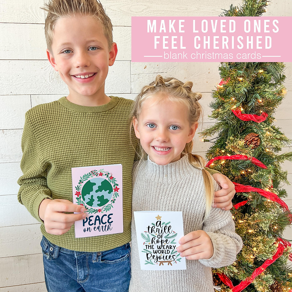 24 Doodle Religious Christmas Cards Boxed With Envelopes, 50 Holiday Greeting Cards, Blank Winter Postcard Set, Merry Christmas Cards, Seasons Greetings Note