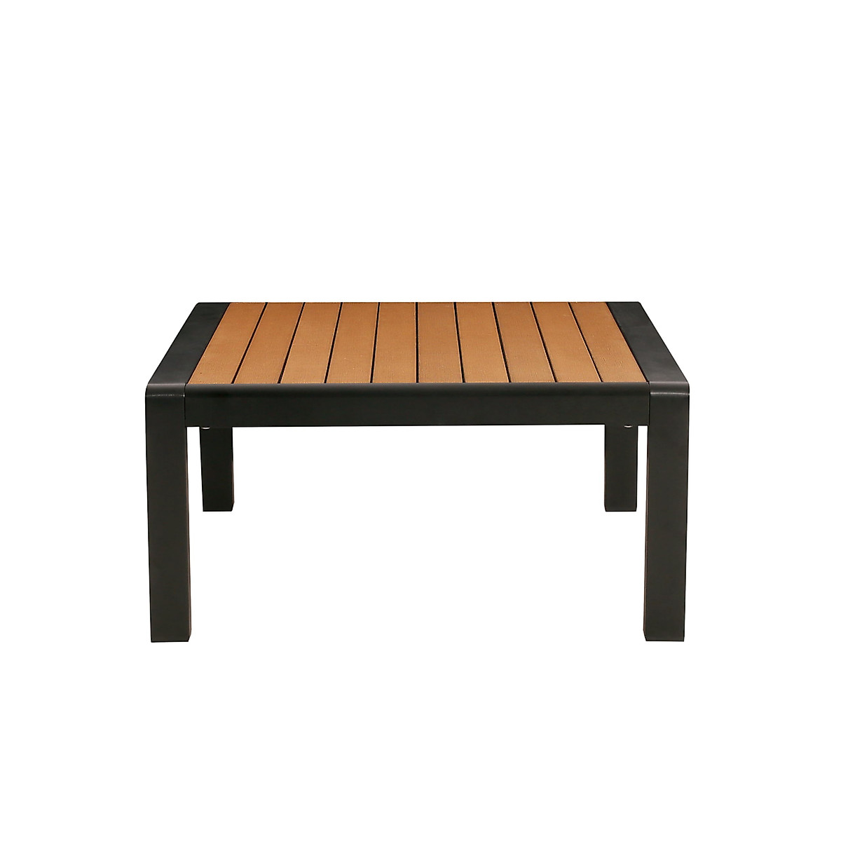 Christopher Knight Home Sornsa Outdoor Aluminum Frame Sets, Outdoor Sectional Sofas with Table Set, Aluminum Frame Sofas Sets, Polywood Accents Seating Patio Furniture Conversation Sets, Black