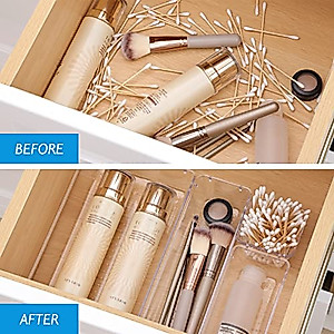 Fixwal 33 PCS Clear Drawer Organizer Set, 4-Size Plastic Drawer Organizers Trays Bathroom Organizers Dresser Storage Bins Separation Box for Makeup, Jewelries, Gadgets, Bathroom, Office, Bedroom.