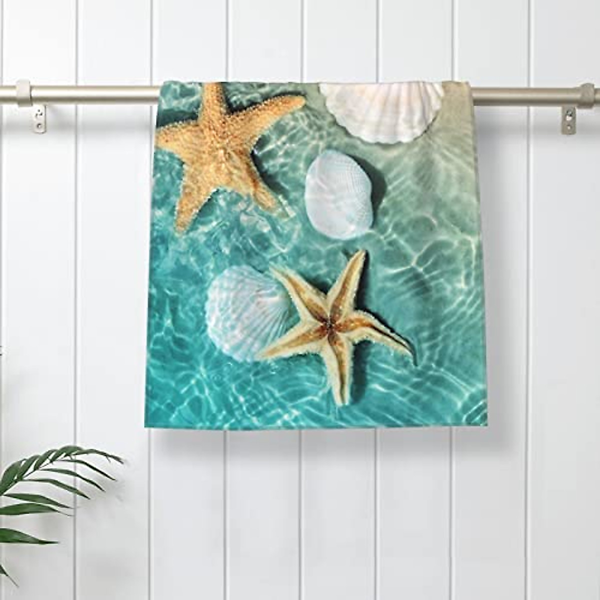 Golosila Soft Absorbent Hand Towel Starfish Seashell on Summer Beach Sea Water Bathroom Decorations Multipurpose Fingertip Towels for Guests, Hand, Face, Gym and Spa, Yoga All Season-27.5 x 16 inches