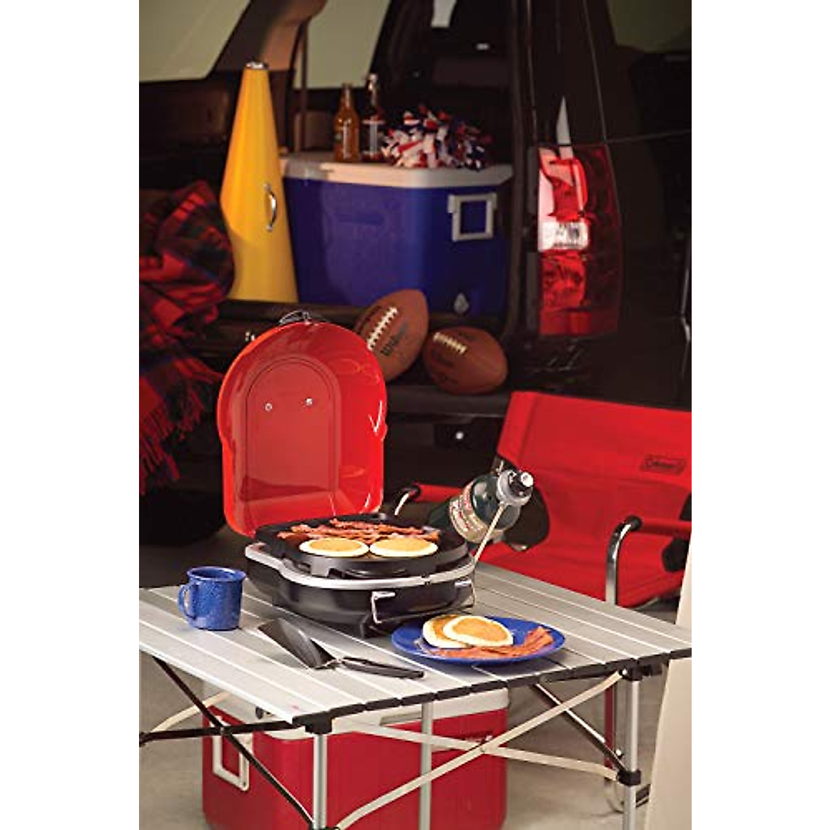 Coleman Fold N Go + Propane Grill,Red