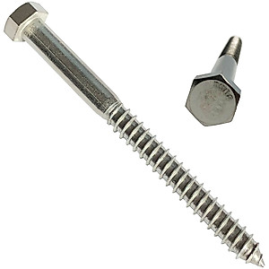 3/8" X 4" - 304 Grade Stainless Steel lag screws, Hex head fasteners, stainless steel screw. Use as Construction, wood, metal, lag screw or mounting screws fasteners lag bolts. Heavy duty screws. (25)