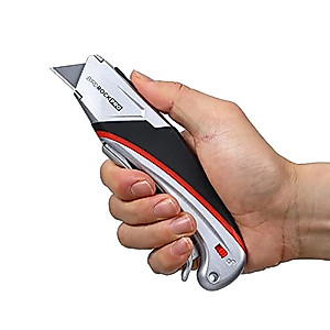 BIRDROCK HOME 1pk Professional Safety Utility Knife - Retractable - Heavy Duty Box Cutter - Safe Blade Lock - Extra Blades - Ergonomic Grip