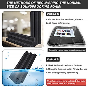 DEKIRU Acoustic Foam Bass Traps Corner Block foam, Studio Foam Sound Proof Foam Panles Noise Dampening Wall Soundproofing Padding, Ideal for Studio, Home or Theater (12"X3"X3", Black)
