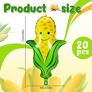 Shappy 20 Pcs Corn Balloons Fruit Themed Balloons 28 Inch Corn Decorations Balloons Corn Foil Balloon for Birthday Baby Shower Wedding Fall Vegetable Fruit Party Decorations Supplies