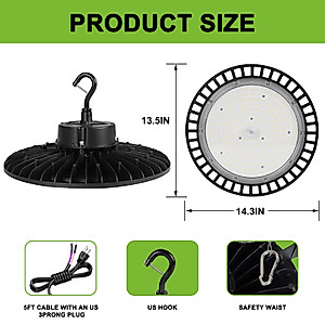 SENSAN led UFO LED High Bay Light 240W 1-10V Dimmable High Bay Led Shop Lights 5000K US Plug&Hook High Bay Led Lights 36000LM ETL Listed - Ideal Led Shop Lights UFO Lights Led Warehouse Lights