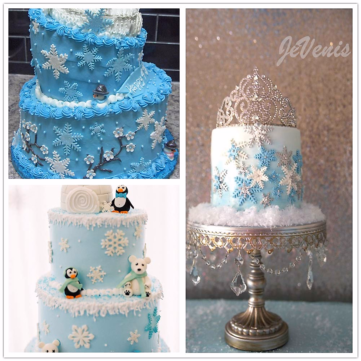 JeVenis Set of 4 Snowflake Fondant Mold 3D Christmas Cake Decorations Winter Cupcake Topper for Chocolate Candy Soap Cake Baking Decoration