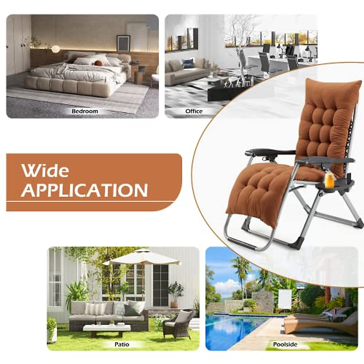 GYUTEI Zero Gravity Chairs,Adjustable Reclining Lounge Chair with Removable Cushion and Cup Holder for Indoor and Outdoor,Supports Over 440lbs(Coffee)