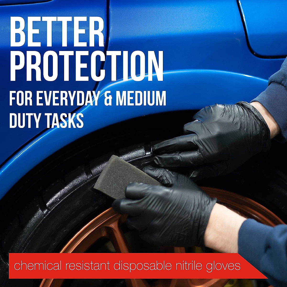 EQPT Disposable Nitrile Gloves, Powder Free, Black, Box of 100, Commercial Grade, Food Safe (Large/X-Large)