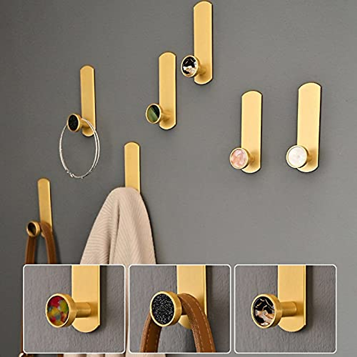 Soaoun Towel Hook No Drill Wall Mount Aluminum Robe Hook Punch Free Trace Less Hanger Hook for Bathroom Kitchen Bedroom Green