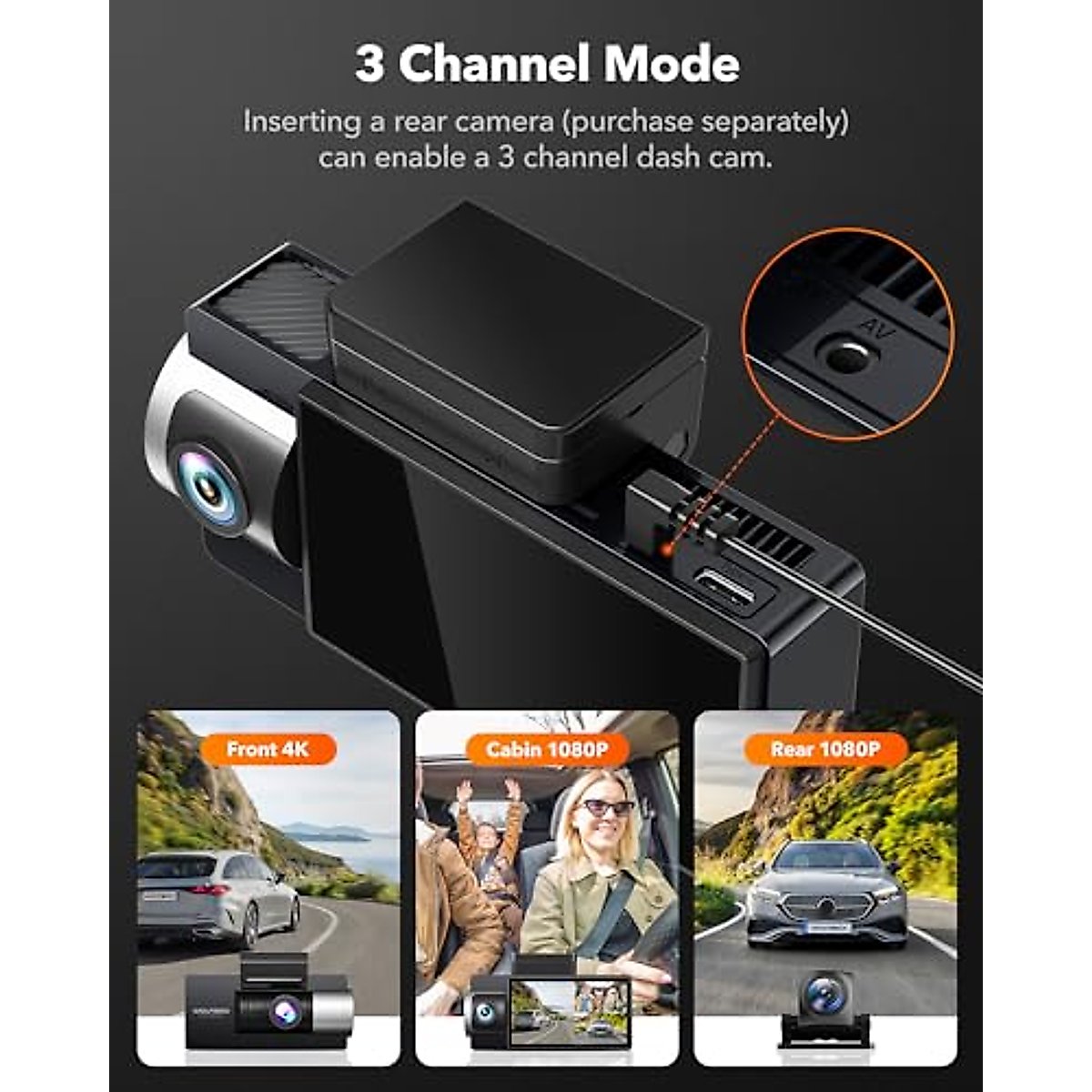 WOLFBOX i17 Dash Cam Front Inside, 4K+2.5K 5G WiFi Dual Dash Camera with 64GB Card, 2160P UHD 3" LCD Car Camera for Cars with Super IR Night Vision, Smart Parking Monitor, GPS, Loop Recording