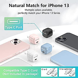 USB C Wall Charger - 20w USB-C Power Adapter Type C Charging Block Fast Charging Brick Wall Plug Compatible for iPhone 13/13 Mini/13 Pro/13 Pro Max/12/11, Galaxy, Pixel, iPad, and More (Pink)