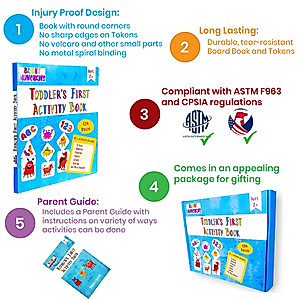 Bright Munchkins Toddler Busy Book - Preschool Learning Activities Book for Ages 2-4, Preschool Toddler Learning Toys & Montessori Toys, Autism Sensory Toys, 134 Piece Set with 10+ Activities