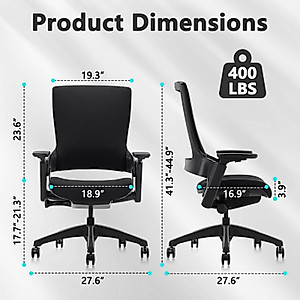 CLATINA Ergonomic High Swivel Executive Chair with Adjustable Height 3D Arm Rest Lumbar Support and Upholstered Back for Home Office Black BIFMA Certification No. 5.1