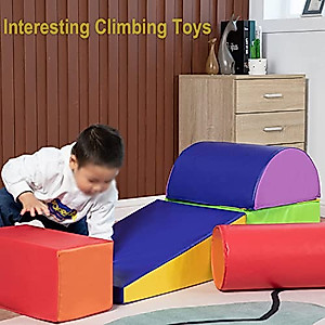 Dkelincs Climbing Toys for Toddlers 1-3, 5-Piece Crawl and Climb Foam Soft Play Equipment, Foam Climbing Blocks Activity Play Structures Indoor Baby Climber Sets