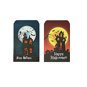 Iconikal Halloween Cookie Sleeves 120-Count - Spooky House & Jack-O-Lantern Designs - Perfect for Baked Goods, Treat Favors, Gifts