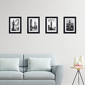 Lavezee 16 Inch Rustic Floating Shelves for Wall Set of 3 and 4x6 Black Picture Frames Set of 6