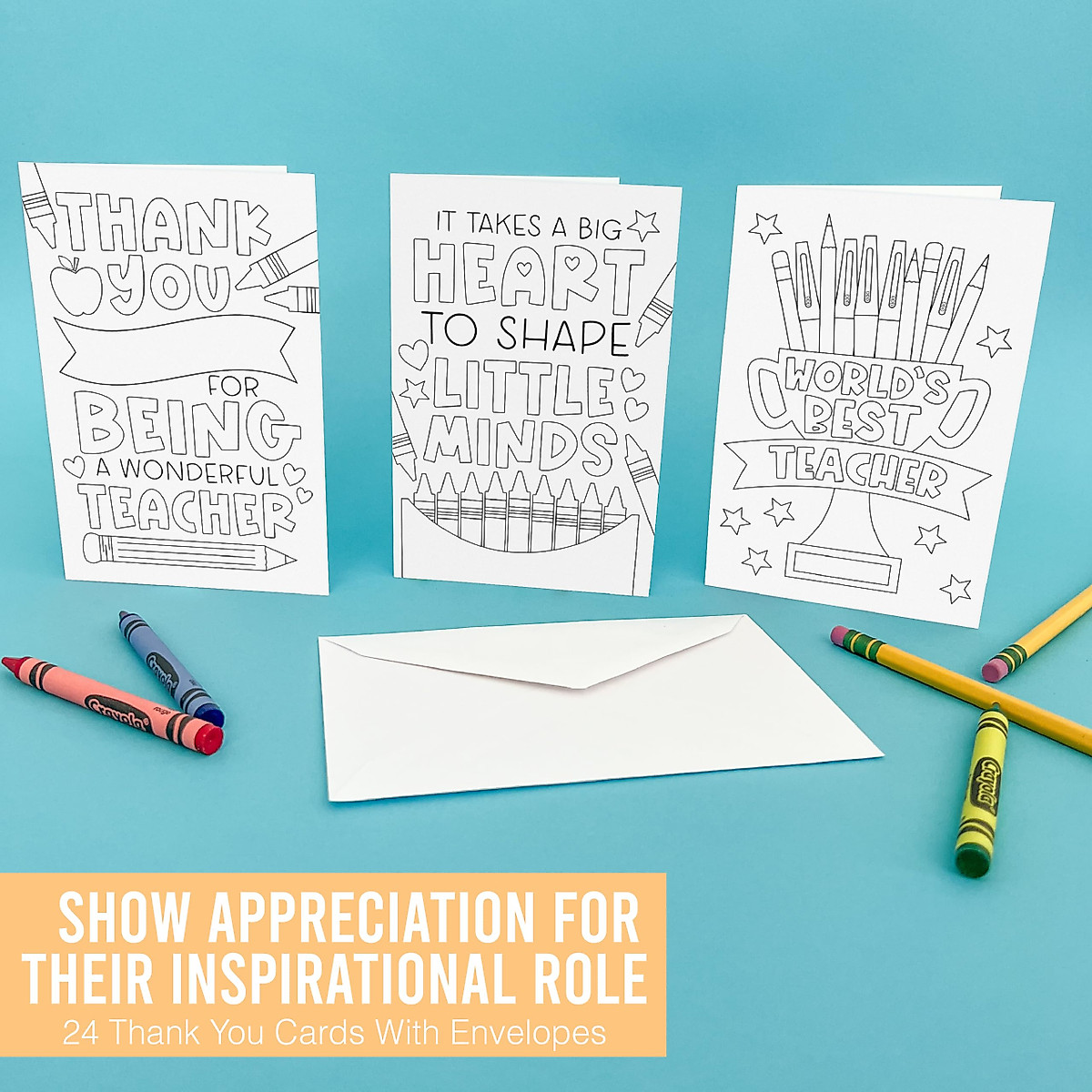 24 Fill In The Blank Teacher Thank You Cards From Student - Teacher Gift Card Teacher Appreciation Cards Bulk, Thank You Teacher Cards From Student, Bulk Thank You Cards For Teachers Appreciation Card
