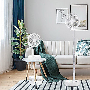 EZYDAYYI Rechargeable Battery Operated Fan for Bedroom, 7200 mAh 8 inch Foldable Oscillating Fan with Remote and Timer, 4 Speeds Portable Floor Standing Fan Small Table Desk Fan for Travel Camping