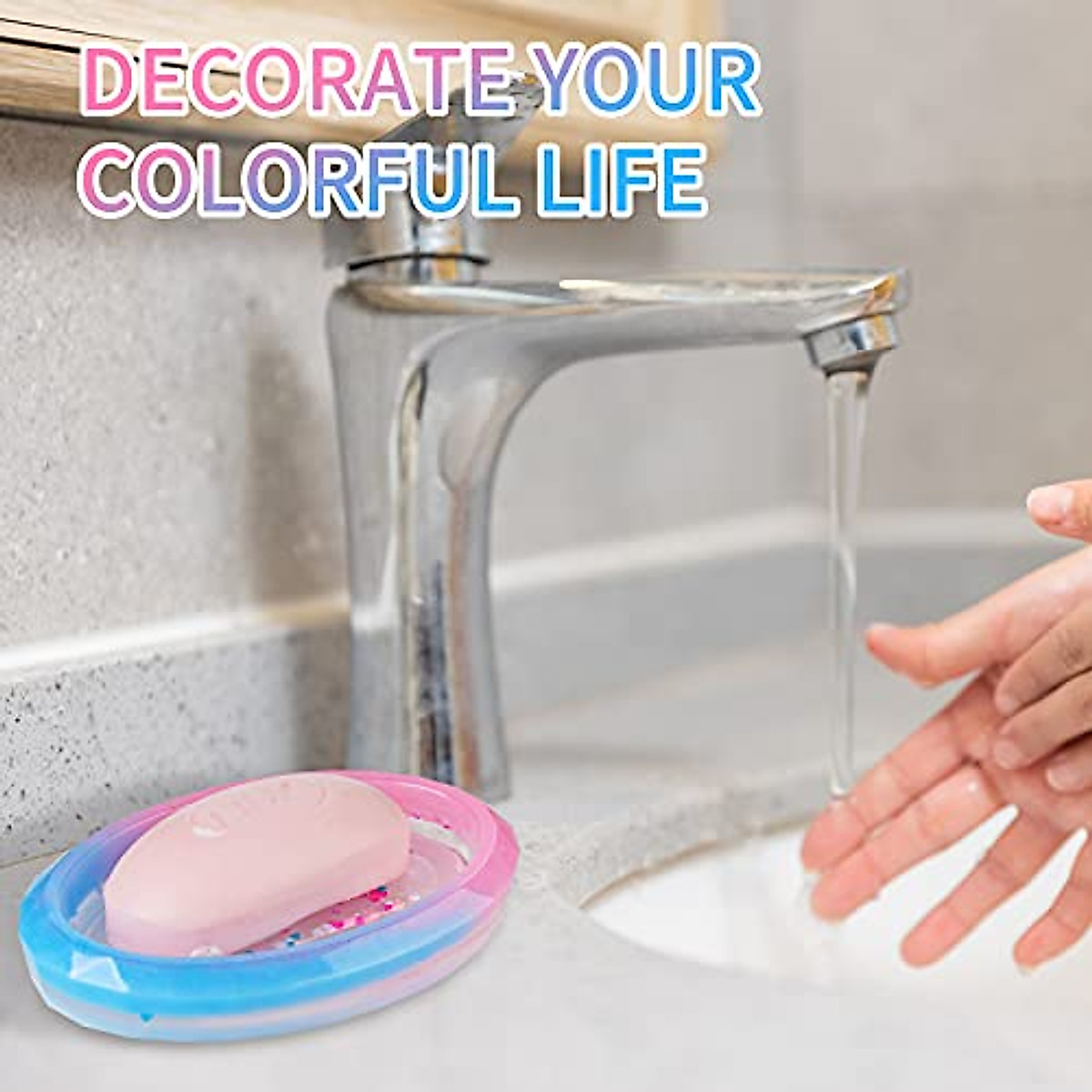 NiArt 2-Pack Faceted Oval & Rectangle Soap Dish Epoxy Resin Silicone Mold+Star Sequins Kit, Ring Dish Jewelry Tray Ashtray Candle Holder Storage Box DIY Casting Art Craft Agate Home Decoration Gift