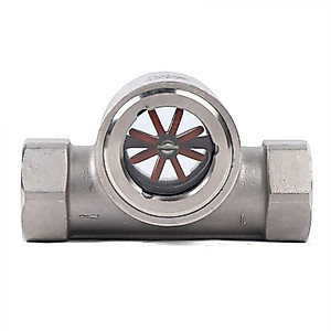 Sight Water Flow Indicator with Plastic Impeller, 1" NPT Female Thread Stainless Steel 304 Sight Water Flow Indicator