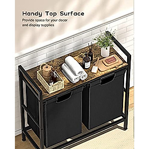 Egepon Laundry Basket, 2 * 11 Gal /42L Divided Laundry Hamper with Removable Liner Bag, Large Capacity Metal Frame Made Laundry Sorter Laundry Room Organization