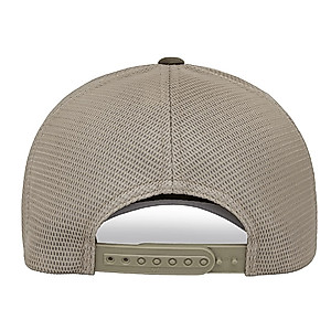 Flexfit 110M Men's Mesh Trucker Adjustable Flexfit Tech Cap Bundle with THP Hat & Clothing Brush (Olive/Khaki)