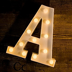 Foaky LED Letter Lights Sign Light Up Letters Sign for Night Light Wedding/Birthday Party Battery Powered Christmas Lamp Home Bar Decoration(A)