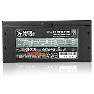 Super Flower Leadex Titanium 850W 80+ Titanium, ECO Fanless & Silent Mode, Full Modular Power Supply, Dual Ball Bearing Fan, 10 Year Warranty. SF-850F14HT