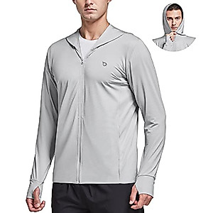BALEAF Men's Long Sleeve Sun Shirts Hiking Fishing SPF UPF 50+ UV Protection Jackets Lightweight Quick Dry Cooling Outdoor Zip Up Light Grey 3XL