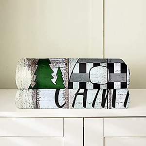 Camper All Season,Bed Blanket Happy Camping Plush Throw Blanket, RV Camping Flannel Fleece Blanket for Bedroom Decor Cartoon Camping Car Farmhouse Trailers Camper 40"x50"