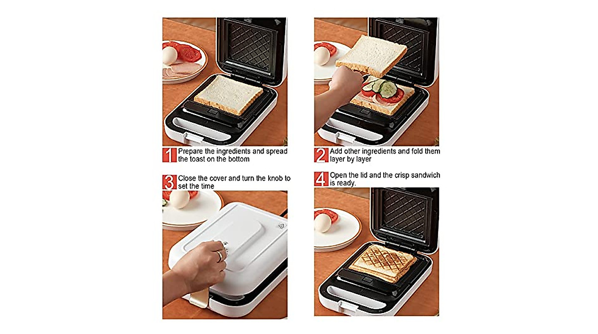 3-in-1 Waffle & Sandwich Maker | Removable Plates, Easy Clean