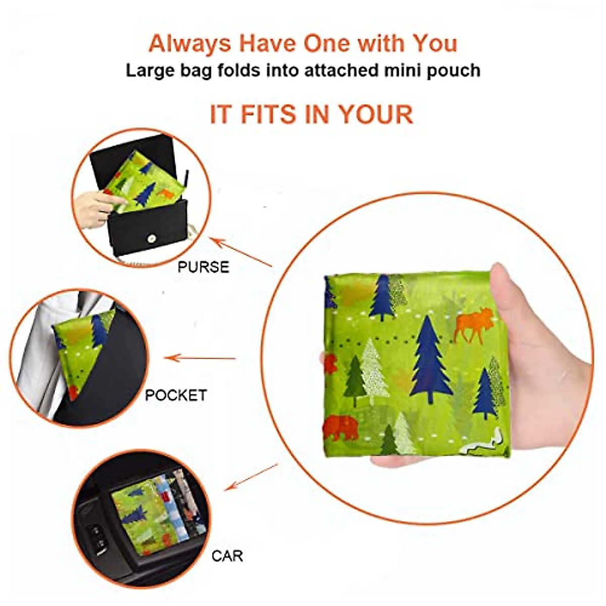 THVALUE Reusable Tote Bag Foldable Shopping Grocery Bags, Washable Durable Shopping Bags Eco-Friendly Ripstop Nylon Tote Bags Waterproof & Lightweight, 6 Pack