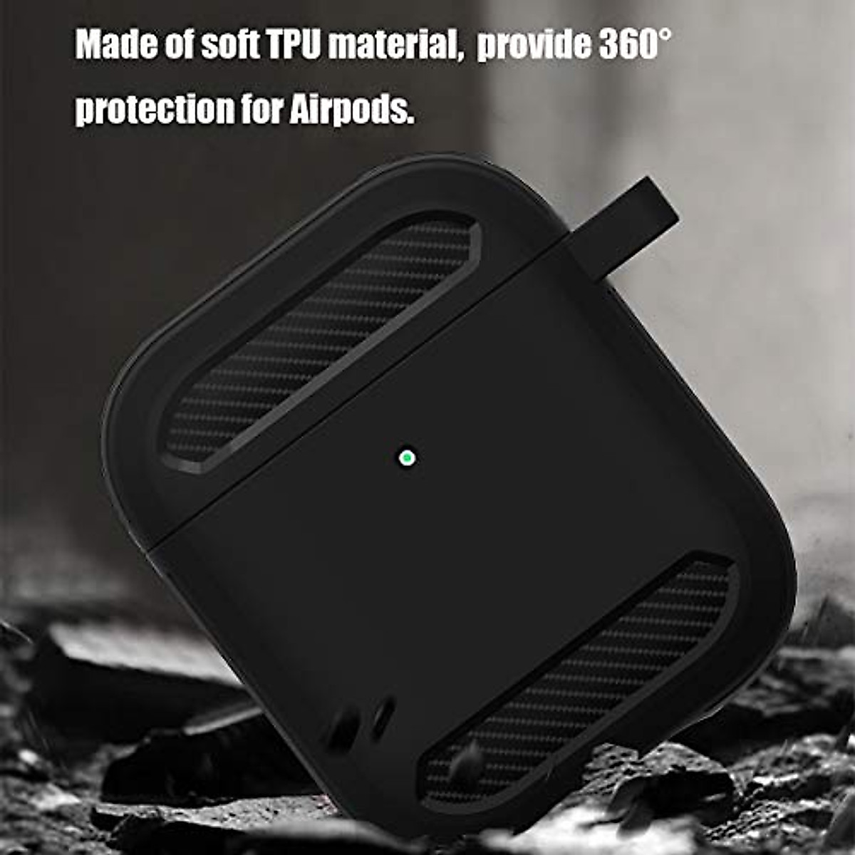 OETKER Compatible with Airpods Case Cover for Men with Keychain, Full-Body Shockproof Protective Airpod 2 Case Skin Accessories Air Pod Case for Airpods 2 & 1, Black