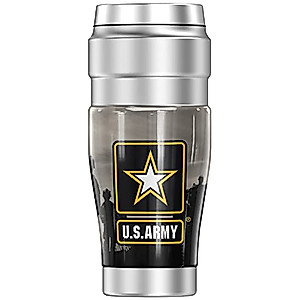 THERMOS Army OFFICIAL U.S. Army Logo With Soldier Silhouettes STAINLESS KING Stainless Steel Travel Tumbler, Vacuum insulated & Double Wall, 16oz