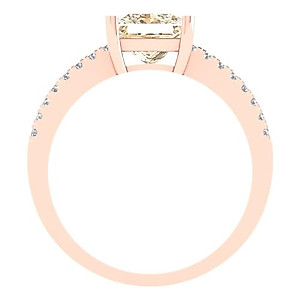 Clara Pucci 1.66 ct Princess Cut Solitaire Genuine Natural Brown Morganite Engagement Promise Anniversary Bridal Ring 18K Rose Gold 7.5