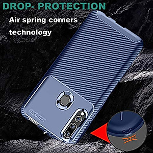 Phone Case for Huawei Y9 Prime 2019 with Tempered Glass Screen Protector Cover and Cell Accessories Slim Thin Rugged Soft TPU Silicone Carbon Fiber Hawaii Enjoy 10 Plus Cases Women Girls Men Boys Blue