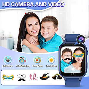 Vakzovy Kids Smart Watch with 26 Puzzle Games HD Camera MP3 Player Audiobook Video Pedometer Habit Tracking Learn Card Flashlight Kids Smart Watch Boys Gift for 5-12 Year Old Boys Toys