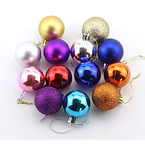Bestjybt 24pcs 1.18" Small Christmas Ball Ornaments Shatterproof Christmas Decorations Tree Balls for Holiday Wedding Party Decoration, Tree Ornaments Hooks Included (Gold, 3cm/1.18")