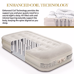 King Koil Luxury Twin Air Mattress with Built-in High Speed Pump for Camping, Home & Guests - Twin Size Double High Airbed Luxury Inflatable Blow Up Mattress Waterproof