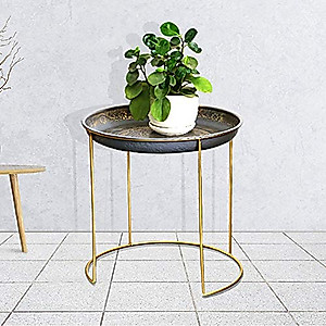 ACQUIRE Modern Simple Mini Flower Pot Stand Removable lron Flower Stand Tea Table Bedside Table Small lron Bed Table Pot Holder