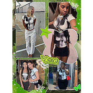 Women's 3D Body Print Crop Tops - Y2k Bikini Boob Graphic Tee Shirt Aesthetic Heat Map Sexy Festival Concert Outfit(ShortWhite,XL,10821e)