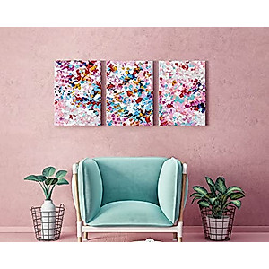 Canvas Wall Art Pink Painting Abstract Paintings Floral Pictures for Bedroom Wall Decor Framed for Living Room Office 12"x16"x3