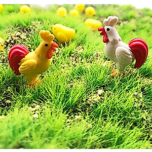 DoTebpa 22Pcs Miniature Family Chicken,Cock,Hen,Egg,Chicken Nest Ornament Micro Landscape Fairy Garden Décor