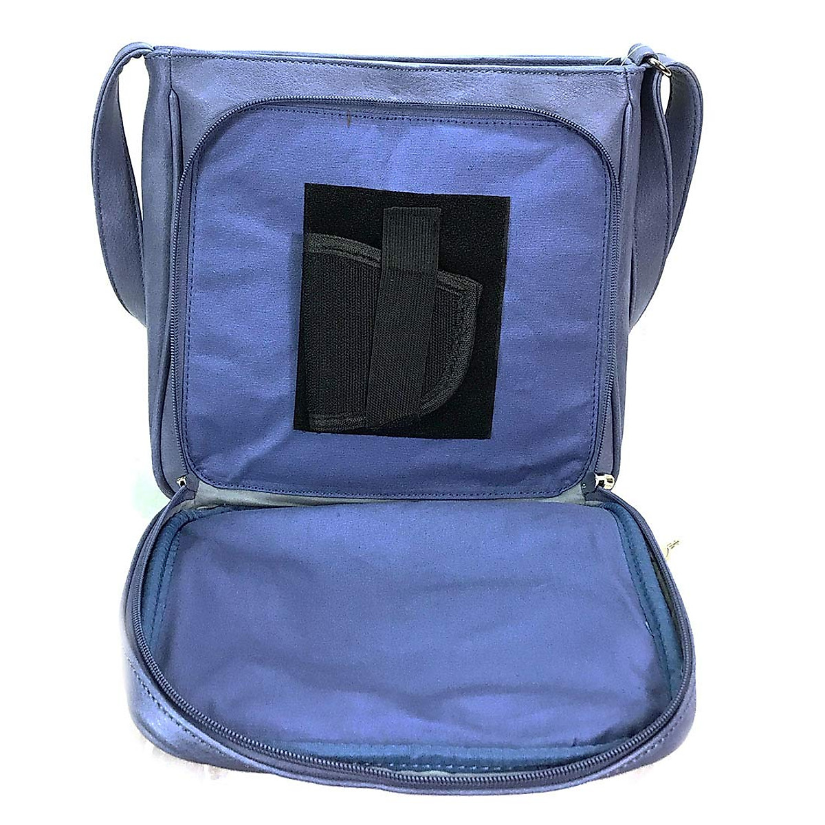 Zzfab Triple Zipper Locking Concealed Carry Crossbody Bag - CCW Concealed Carry Purse Blue