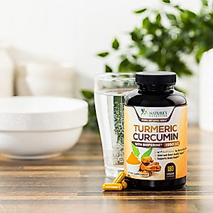 Turmeric Curcumin with BioPerine 95% Standardized Curcuminoids 1950mg - Black Pepper Extract for Max Absorption, Nature's Joint Support Supplement, Herbal Turmeric Pills, Vegan Non-GMO - 180 Capsules