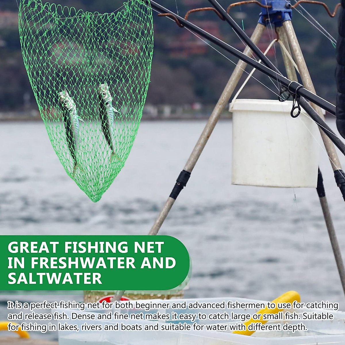 BESPORTBLE 1pc dip net Fishing baits Bait Fish net Floating Fish Keeper net fishnets mesh Fishing cage Fish Bait net Landing Net for Fishing Small Fishing Net Fishing Tool Nylon Strand Diving